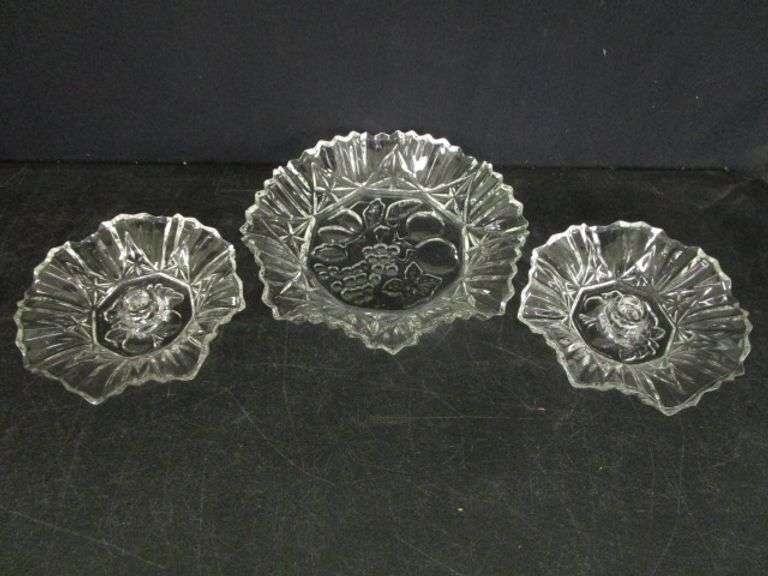 3 Pc. Pattern Glass Console Set - Oberman Auctions