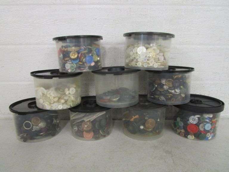 9 - Plastic Containers of Sewing Buttons - Oberman Auctions