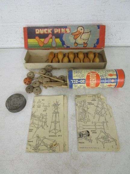 Early Junior Tinker Toys w/Instructions & Duck Pins w/Original Box ...