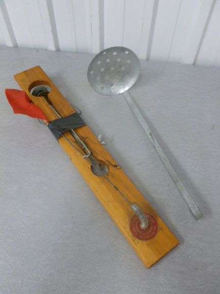 The Arctic Fisherman Wooden Ice Fishing Tip Up / Metal Ice Dipper ...