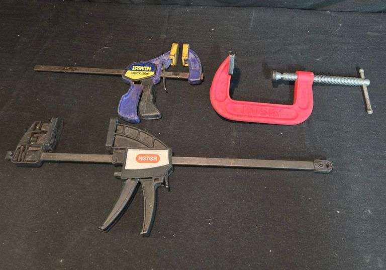 Group Of Clamps - Large Husky Double C / Irwin / Keter Quick Clamp ...