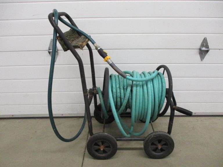 Steel Rolling Hose Reel w/50' of Hose - Oberman Auctions