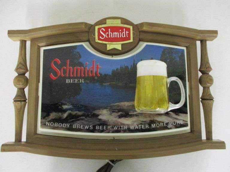 Schmidt Beer Illuminated Bubbler Sign - Oberman Auctions