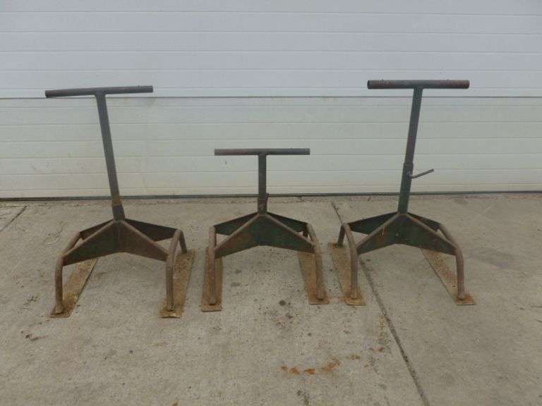 Group Of (3) Heavy Duty Adjustable Steel Pipe Stands / Saw Horses ...