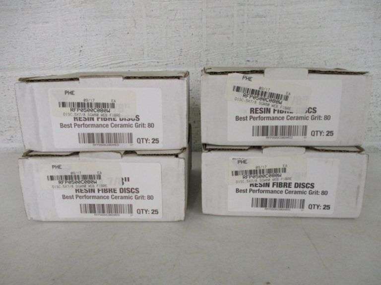 4 - Boxes of 25 Phoenix 5" x 7/8" 80 Grit Resin Fiber Discs - New ...