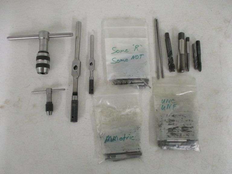 2 - Starrett T Handle & 2 - Starrett Straight Handle Tap Wrenches w ...