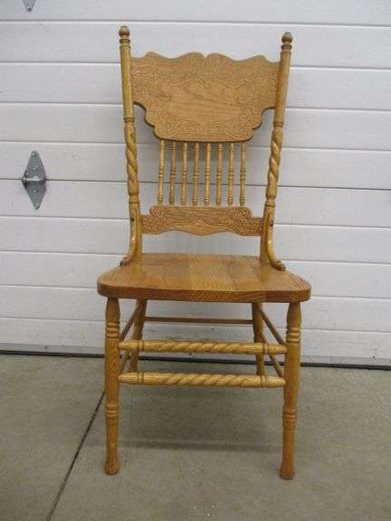 Set of 4 Oak Pressed Spindle Back Chairs - Oberman Auctions