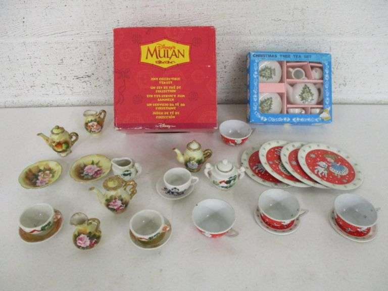 Child/Doll Tea Sets: Mulan & Christmas Tree w/Boxes, Partial Ohio Art ...