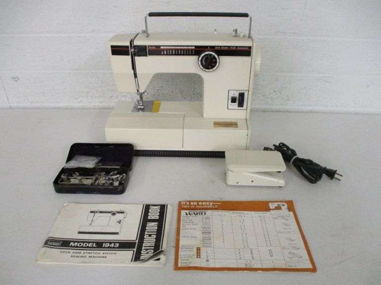 Wards Model 1943 Sewing Machine w/Attachments & Manual - Oberman Auctions