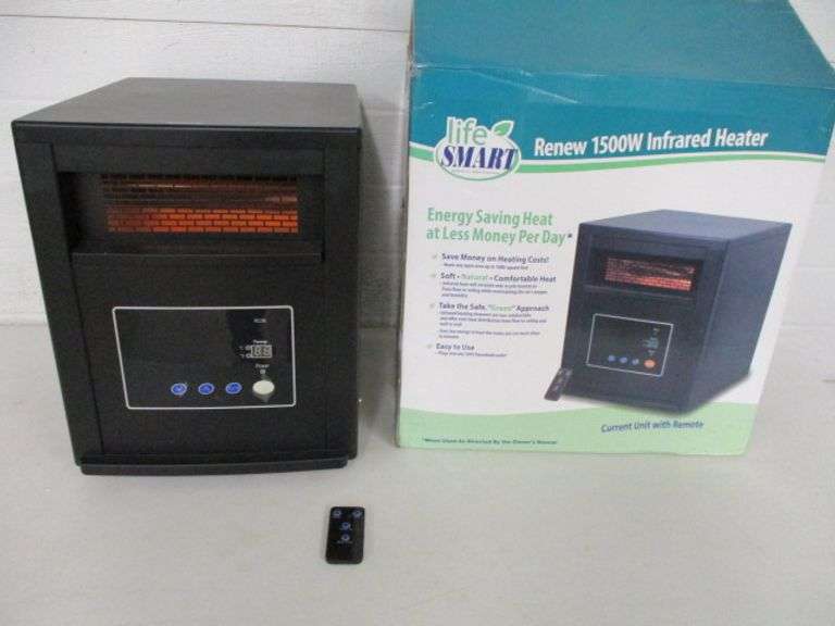Life Smart 1500 Watt Infrared Heater w/Remote & Box - Oberman Auctions