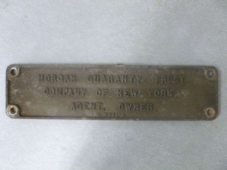 Vintage Morgan Guaranty Trust Cast Metal Sign - Oberman Auctions