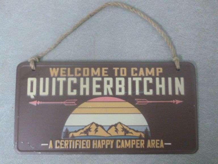 Funny Themed Embossed Metal Sign - Oberman Auctions