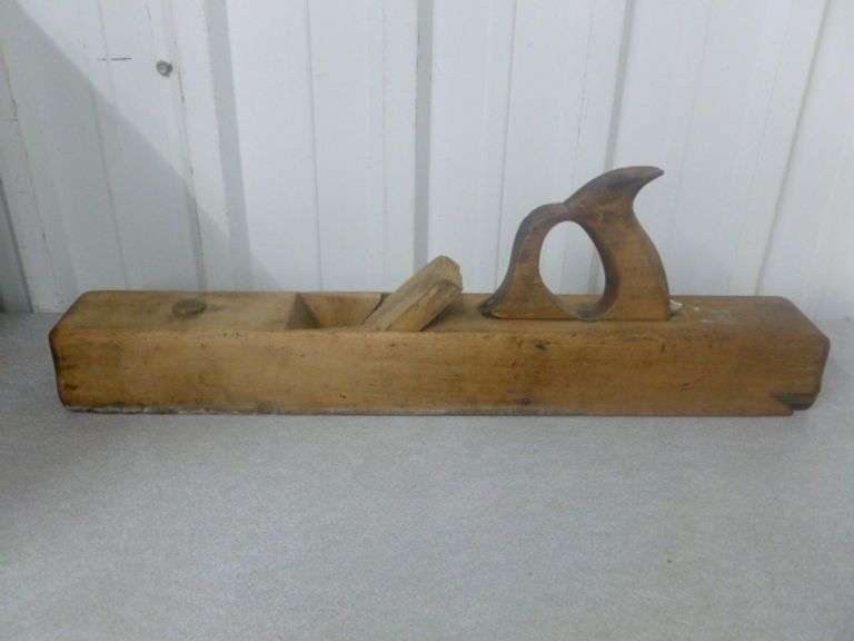 Large Antique Wooden Block Plane - 21.5" L - Oberman Auctions