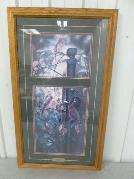 Large Rick Kelley " The Gathering " Oak Framed Double Matted Print ...
