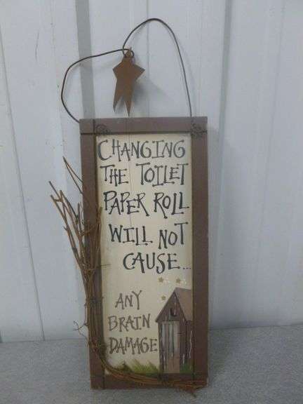 Funny Themed Wooden Sign - Oberman Auctions