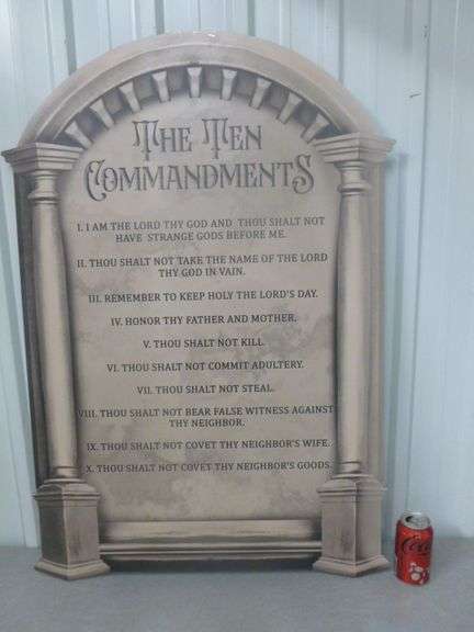 Jumbo Size - The Ten Commandments Metal Sign - Oberman Auctions