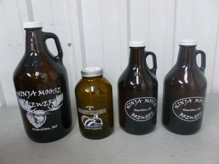 Collectible Ninja Moose Brewery Hamilton, MO Glass Beer Growler Bottles ...