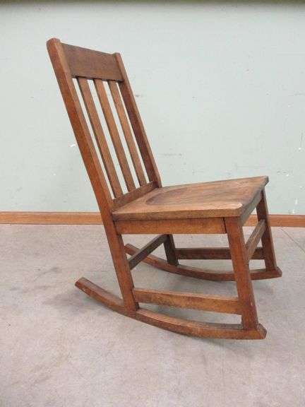 Maple Slat Back Sewing Rocker - Oberman Auctions