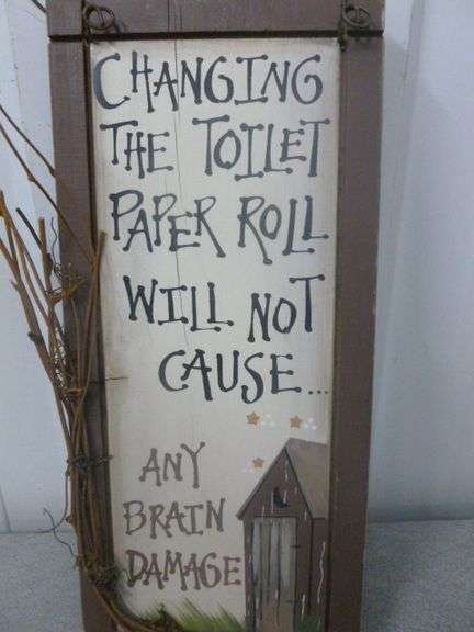 Funny Themed Wooden Sign - Oberman Auctions