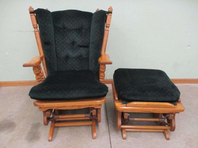 Oak Glider Rocker w/Matching Glider Footstool - Oberman Auctions