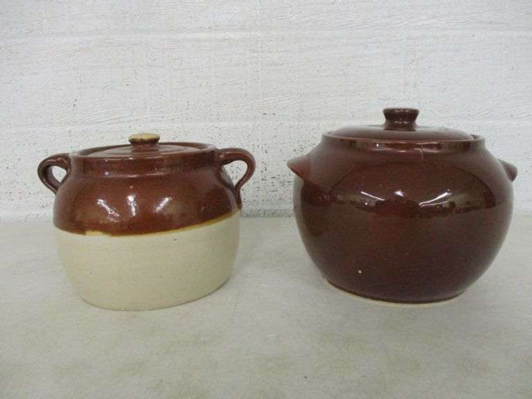 2 - Bean Pots w/Lids - Oberman Auctions