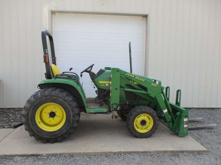John Deere 4400 Compact Utility Tractor w/420 Loader, Bucket, Forks ...