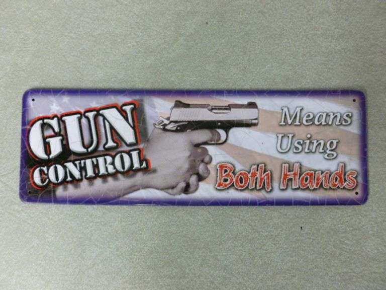 Gun Themed Metal Sign - Oberman Auctions