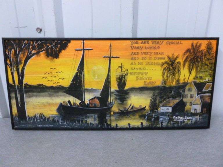 Collectible Mathew John Hand Painted Framed Picture - Oberman Auctions