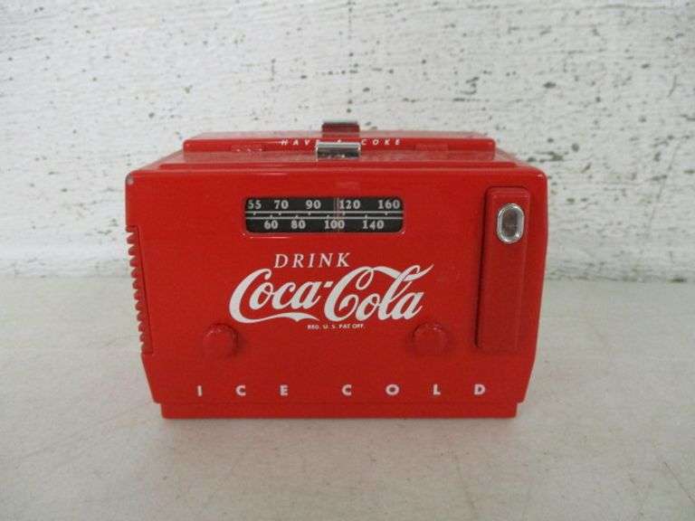 Enesco Coca-Cola Diecast Musical Cooler Radio Bank - Oberman Auctions