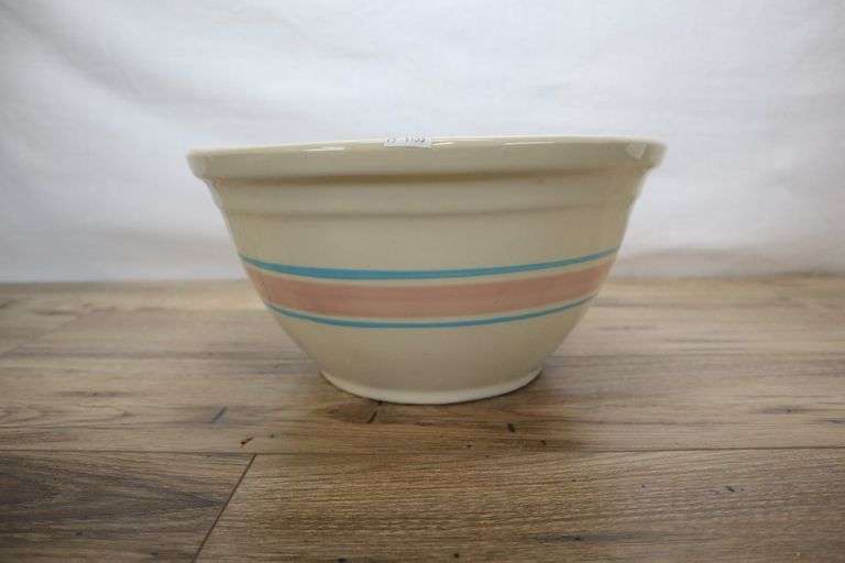 Mccoy Pink And Blue Striped Pottery Mixing Bowl - Pacific Auctions And ...