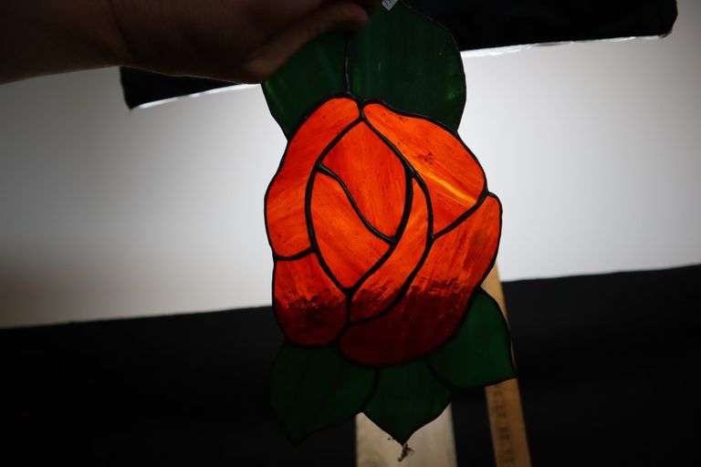 Two Stained Glass Rose Window Hangers - Pacific Auctions And Appraisals