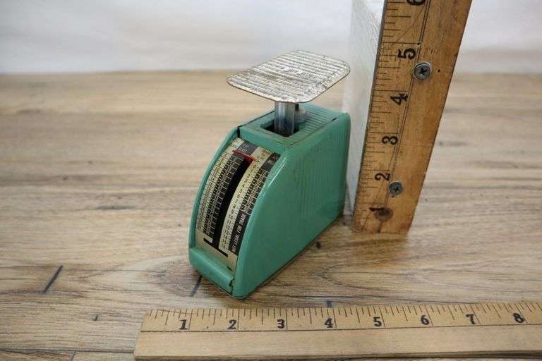 Vintage Seafoam Green Metal Postage Scale - Pacific Auctions And Appraisals