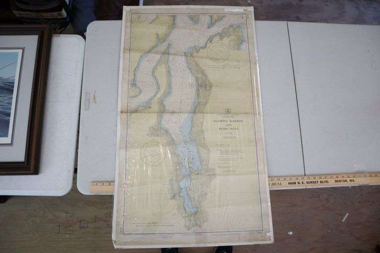 1938 map olympia harbor an budd inlet - Pacific Auctions And Appraisals