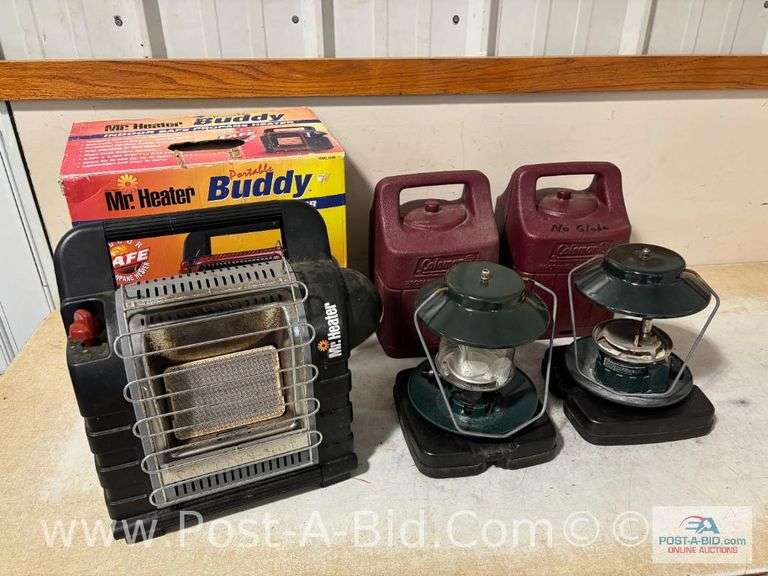 Big Buddy Heater With 2-Coleman Lanterns, 1 With G - Elsenpeter Auctions & Real Estate, Inc. dba ...