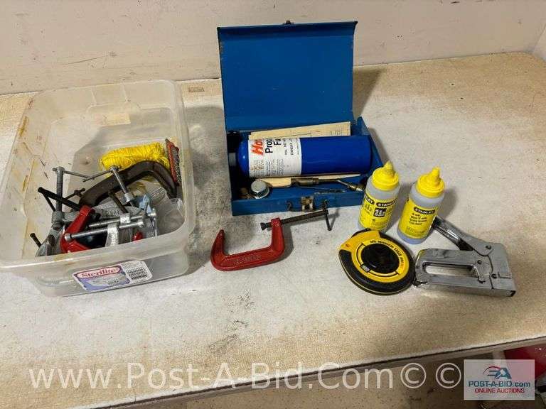 Lot Of C Clamps 2", 3", 4" 100' Steel Measuring Ta - Elsenpeter ...