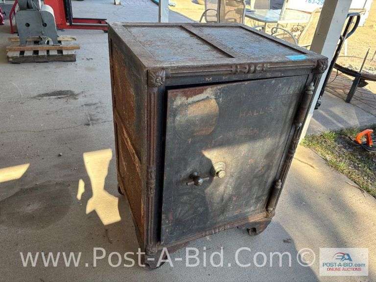 Vintage Halls Safe With Combo On Wheels, 30 1/2" W x 26 1/2" D x 43" T ...