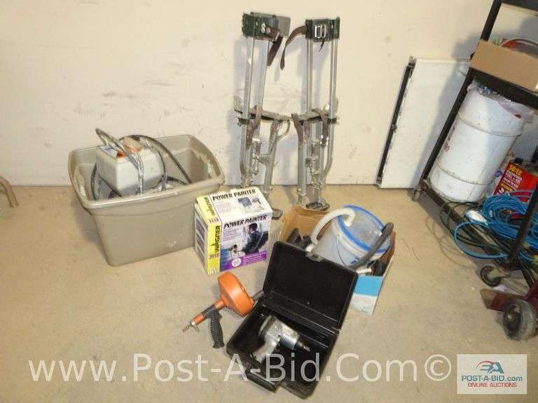 Stilts, 2-Paint Sprayers, Sheet Rock Dust Aerator, Impact Wrench ...