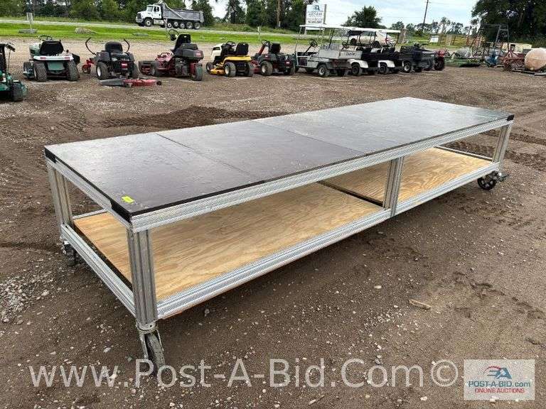 Work Table With Extruded Frame And Scaffold Locking Casters, 47" 1/4" x ...