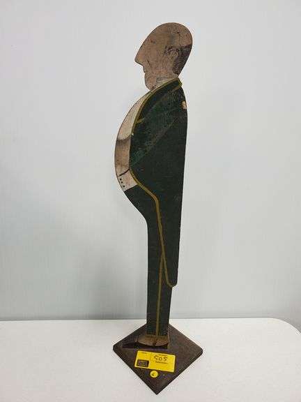 Folk art butler card/ashtray holder with original paint, missing arm ...