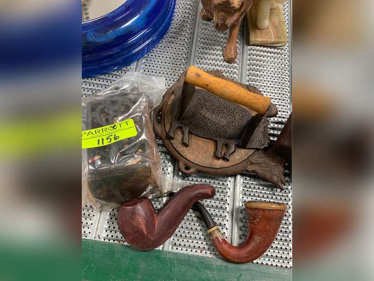 Pipe, pipe holder, match holder, bacon press - Parrott Marketing Group