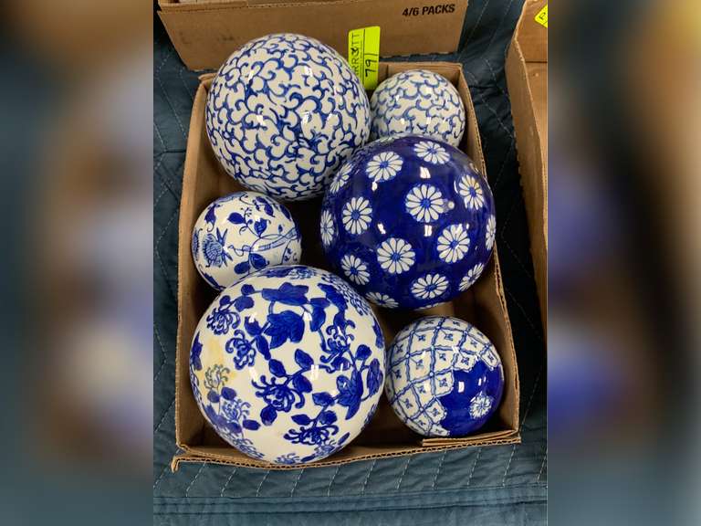 Blue and White Decorative Balls - Parrott Marketing Group, LLC