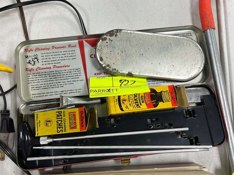 Gun cleaning kit with three boxes of ammunition (12 gauge, & pistol ...