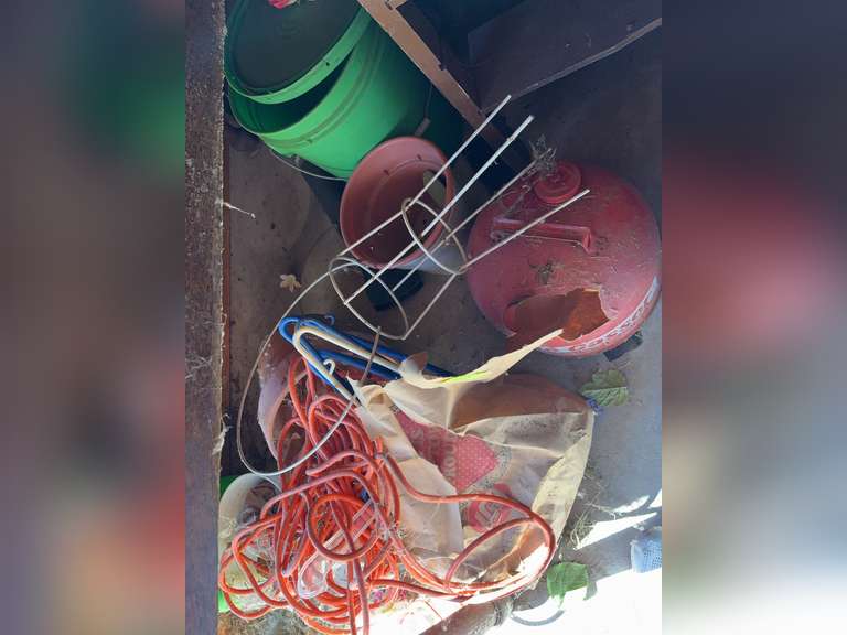 Extension cord, bucket, small pots, metal gas can - Parrott Marketing ...