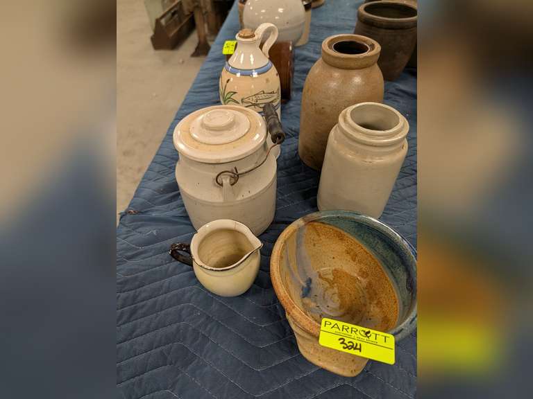 Wax Sealer Storage Jar, Stoneware Food Jar, Wire Bail Storage Jar, and ...