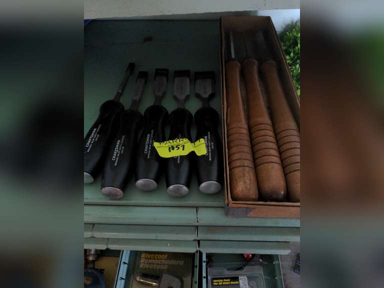 Five piece Craftsman wood chisel set, and three piece lathe tools ...