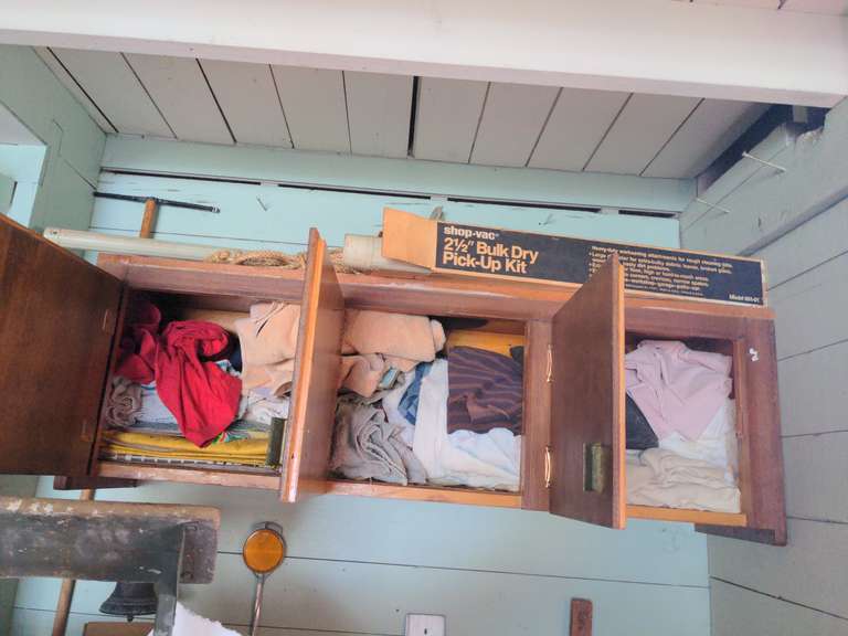 Hundreds of Shop Rags in cabinet (cut offs) - Parrott Marketing Group