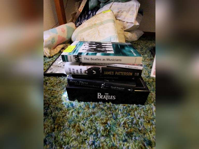 Group of Beatles books, framed record, and cd set - Parrott Marketing Group