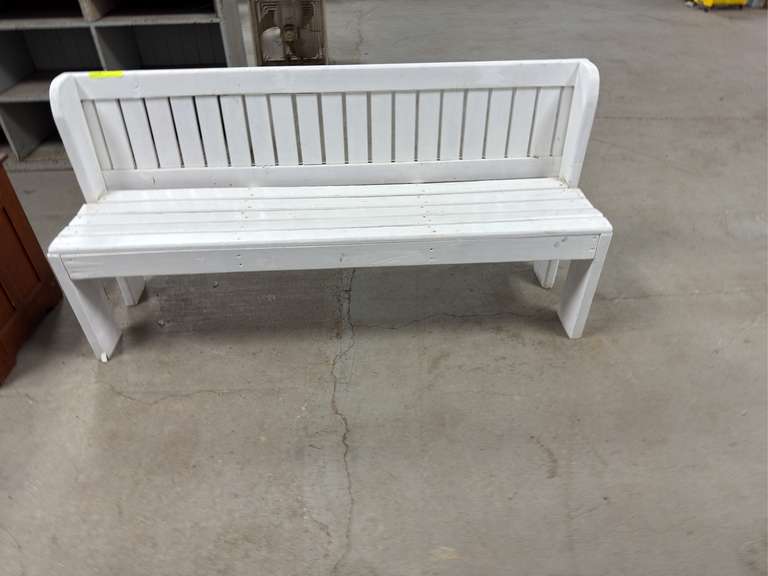 White painted bench - Parrott Marketing Group, LLC
