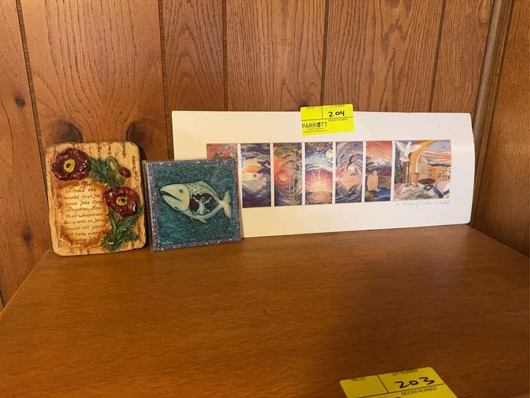 Jonah ceramic wall hanging plaque, six days of creation collage ...