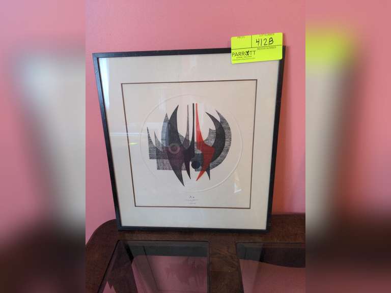 Framed woodblock print by Japanese artist Fumio Fujita - Parrott ...